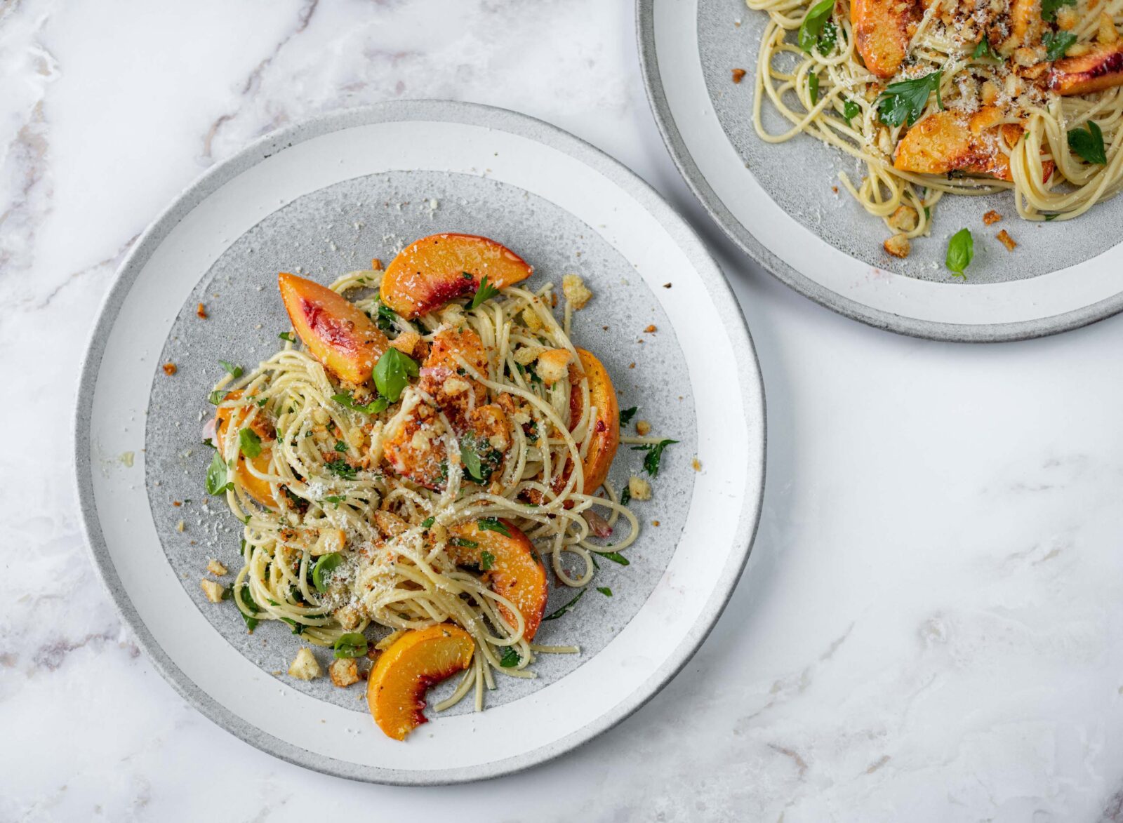 Spaghetti with Herb-Roasted Peaches – Garden & Gun