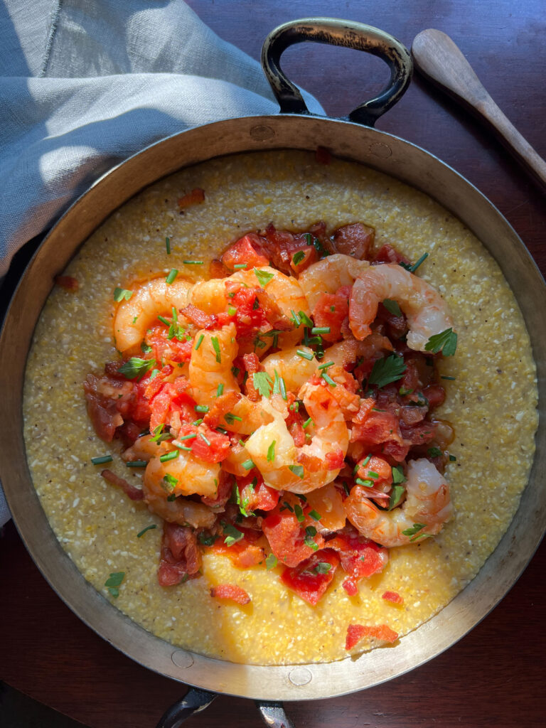 Cooking from the Bar Cart: Shrimp and Grits with Absinthe – Garden & Gun