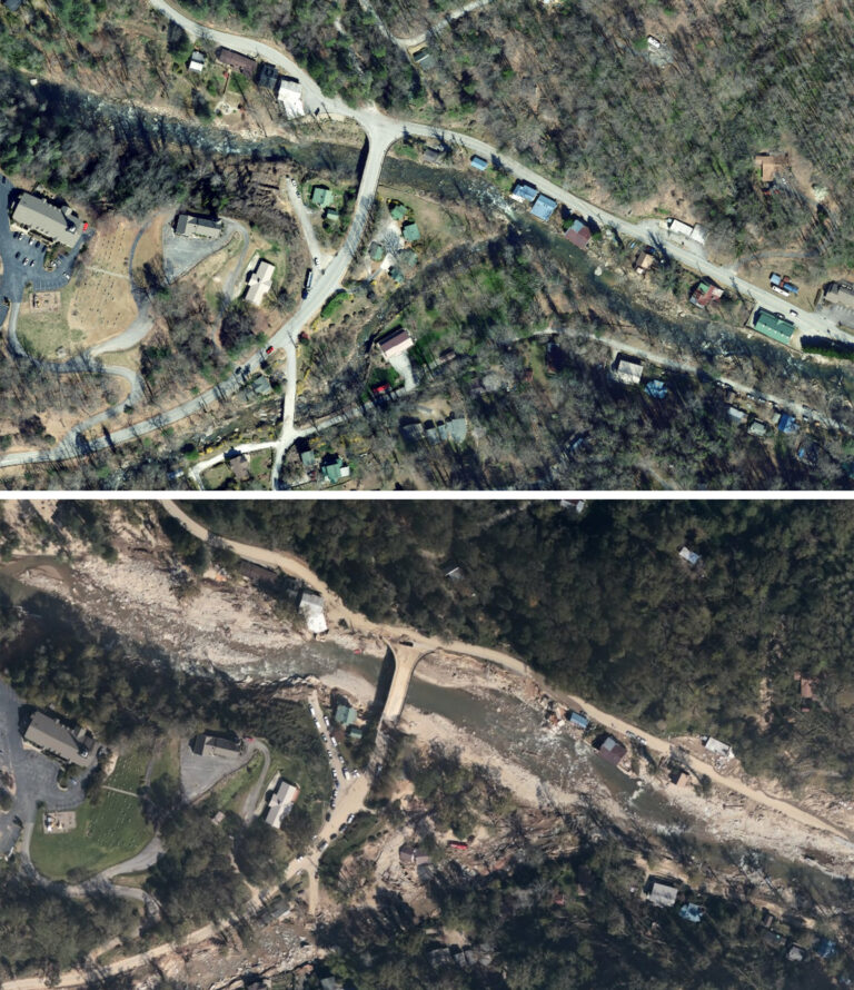 Before-and-After Satellite Images Show the Effects of Helene on Western ...