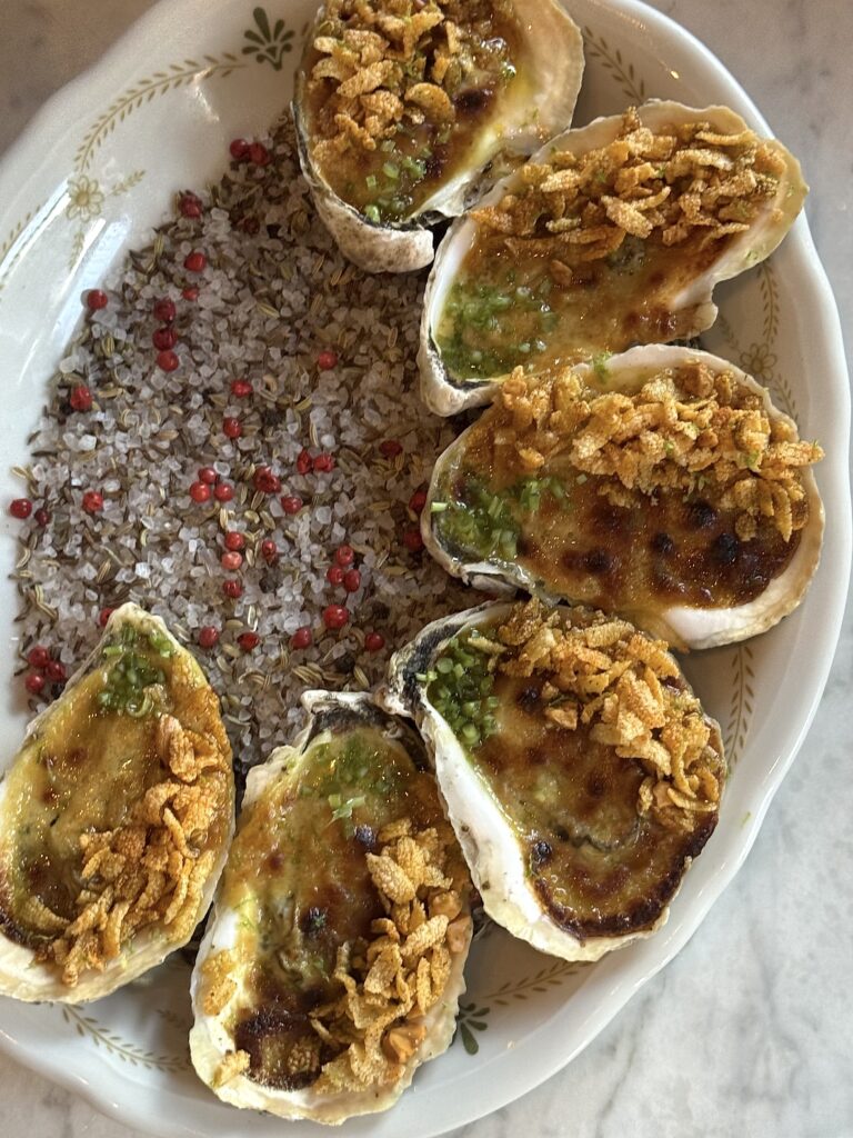 One Perfect Bite: Grilled Oysters with Crab Fat Curry and Cashews from ...